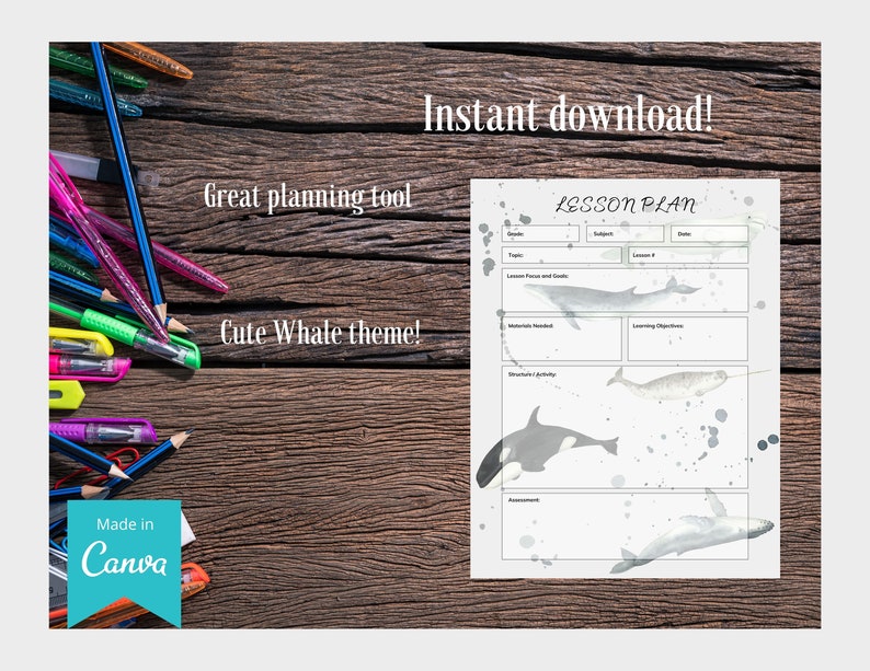 Teacher Lesson Planner, Homeschool Lesson Planner, Whale Classroom ...