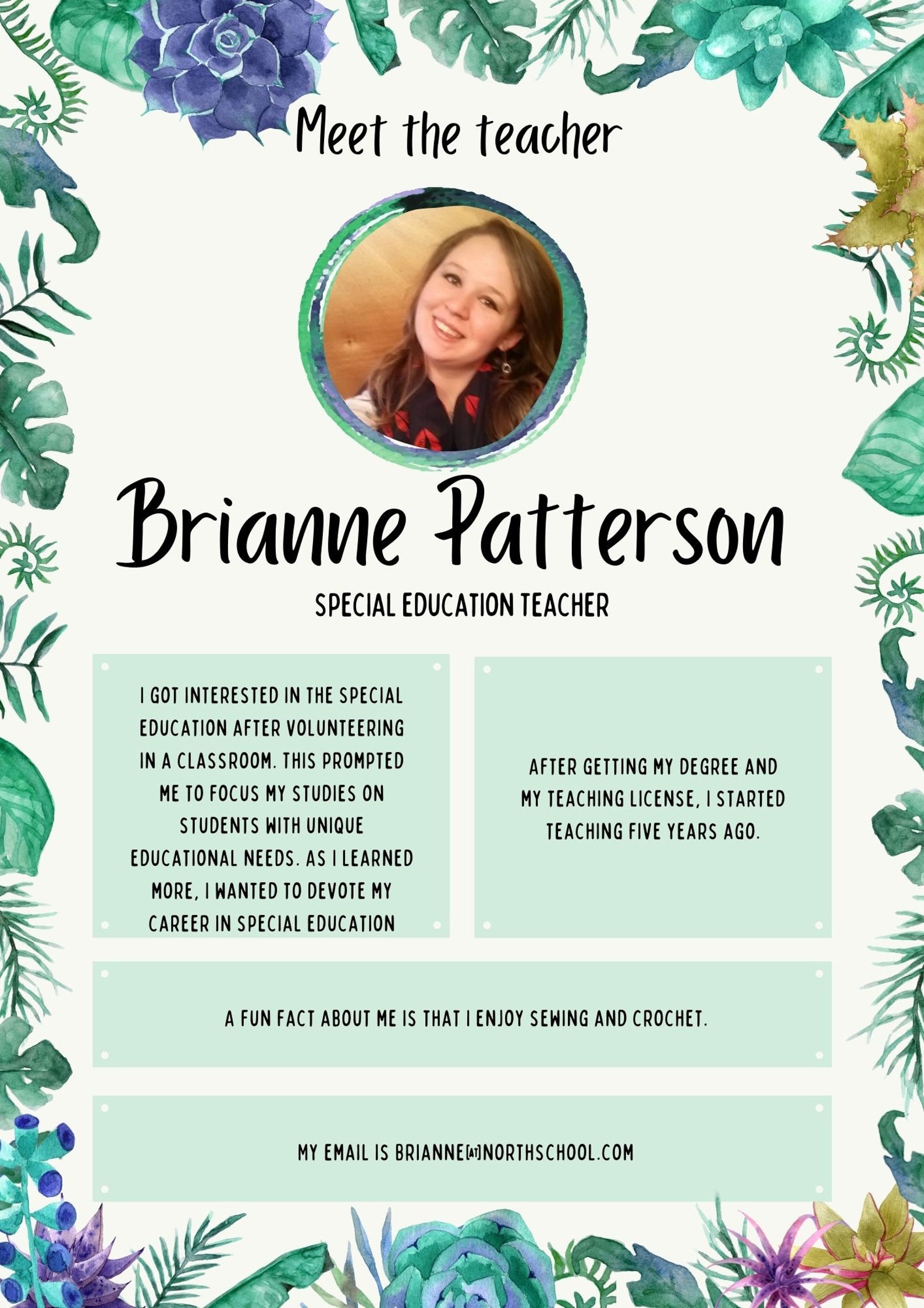 Meet the Teacher, Succulent Pdf, Newsletter Template, Digital Download ...