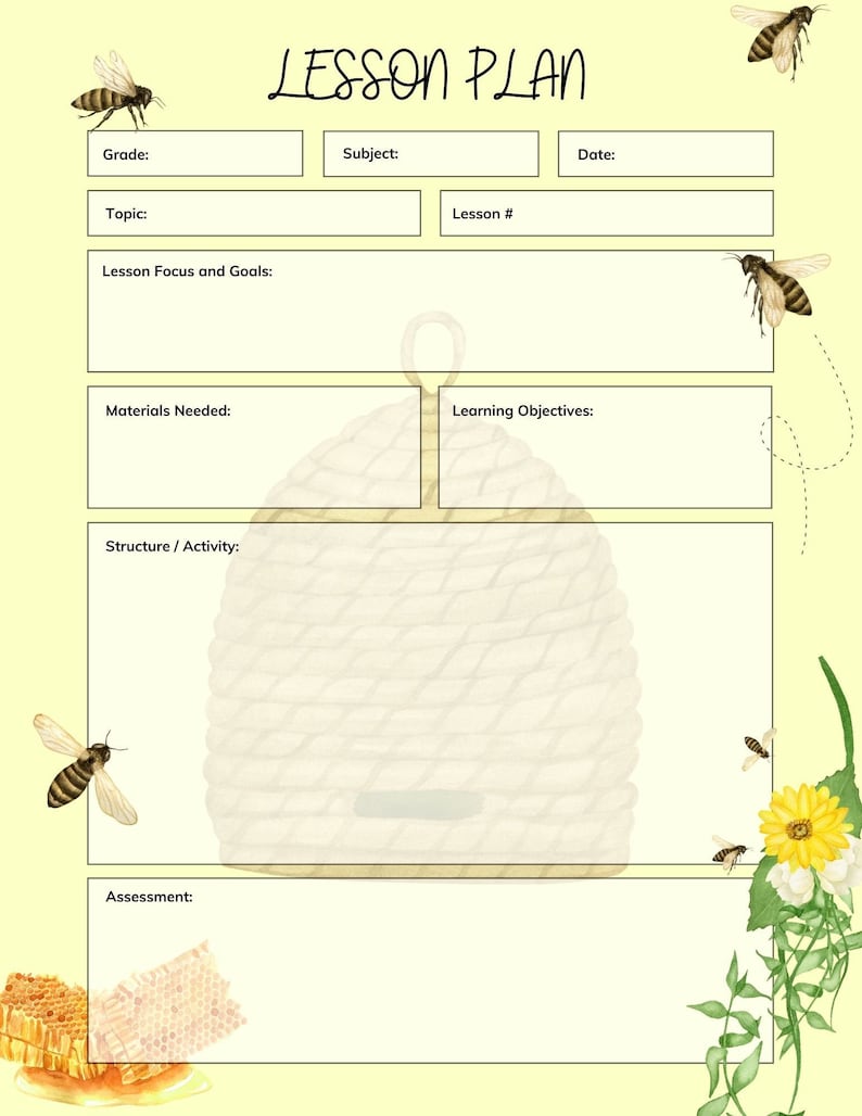 Teacher Lesson Planner, Homeschool Lesson Planner, Bee Classroom ...