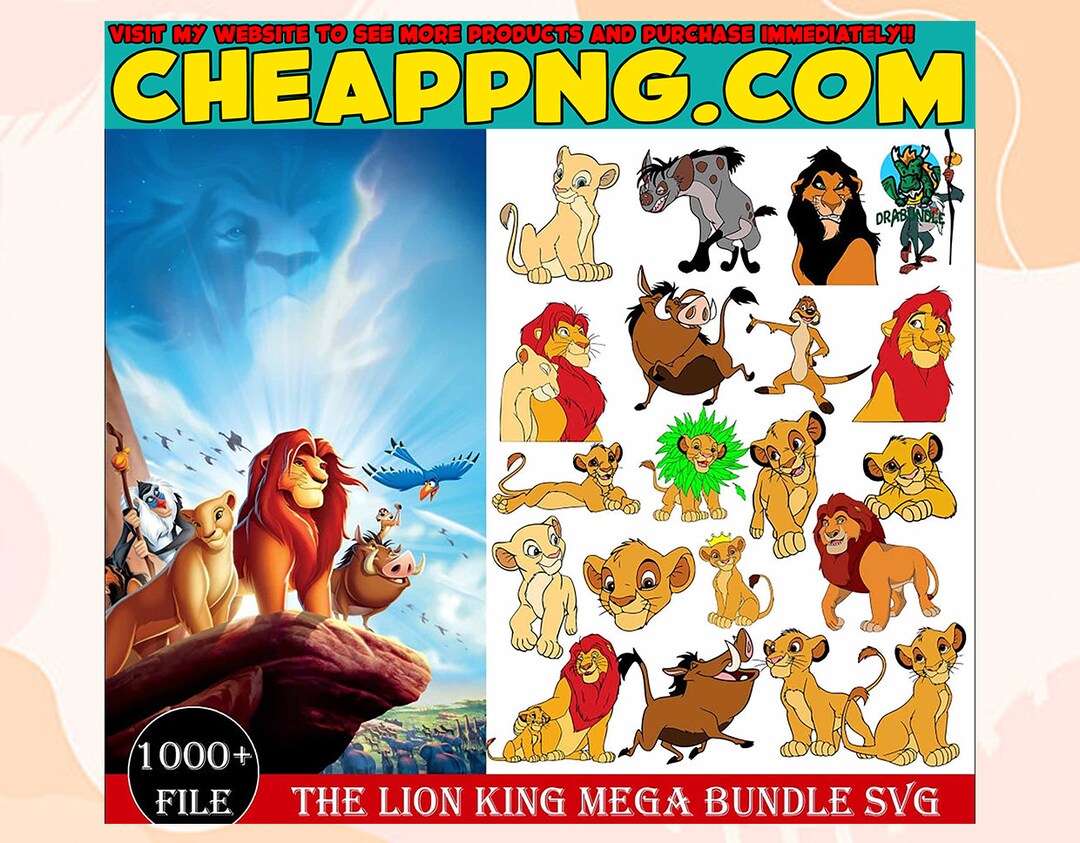 1000El Rey León SVG, Paquete SVG Rey León, Simba SVG, Silueta del Rey ...