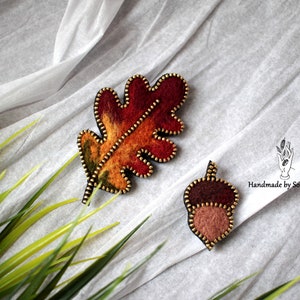 Autumn Leaf - Zipper Felt Woman Brooch. Pin Gift for Woman Brooch ...