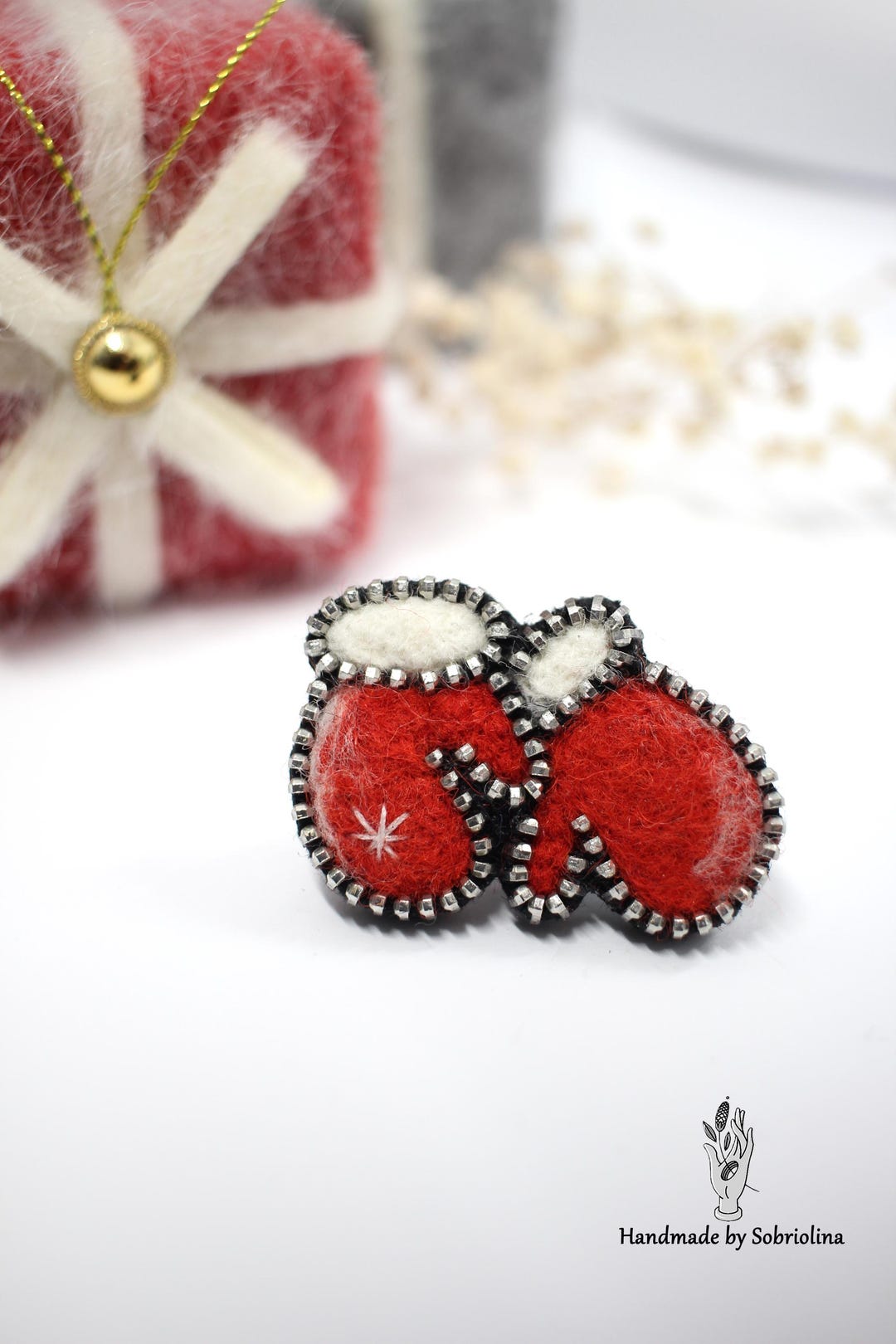 Broche Santa Mitten/ Épingle de Noël / Broche de Noël / Fermeture ...