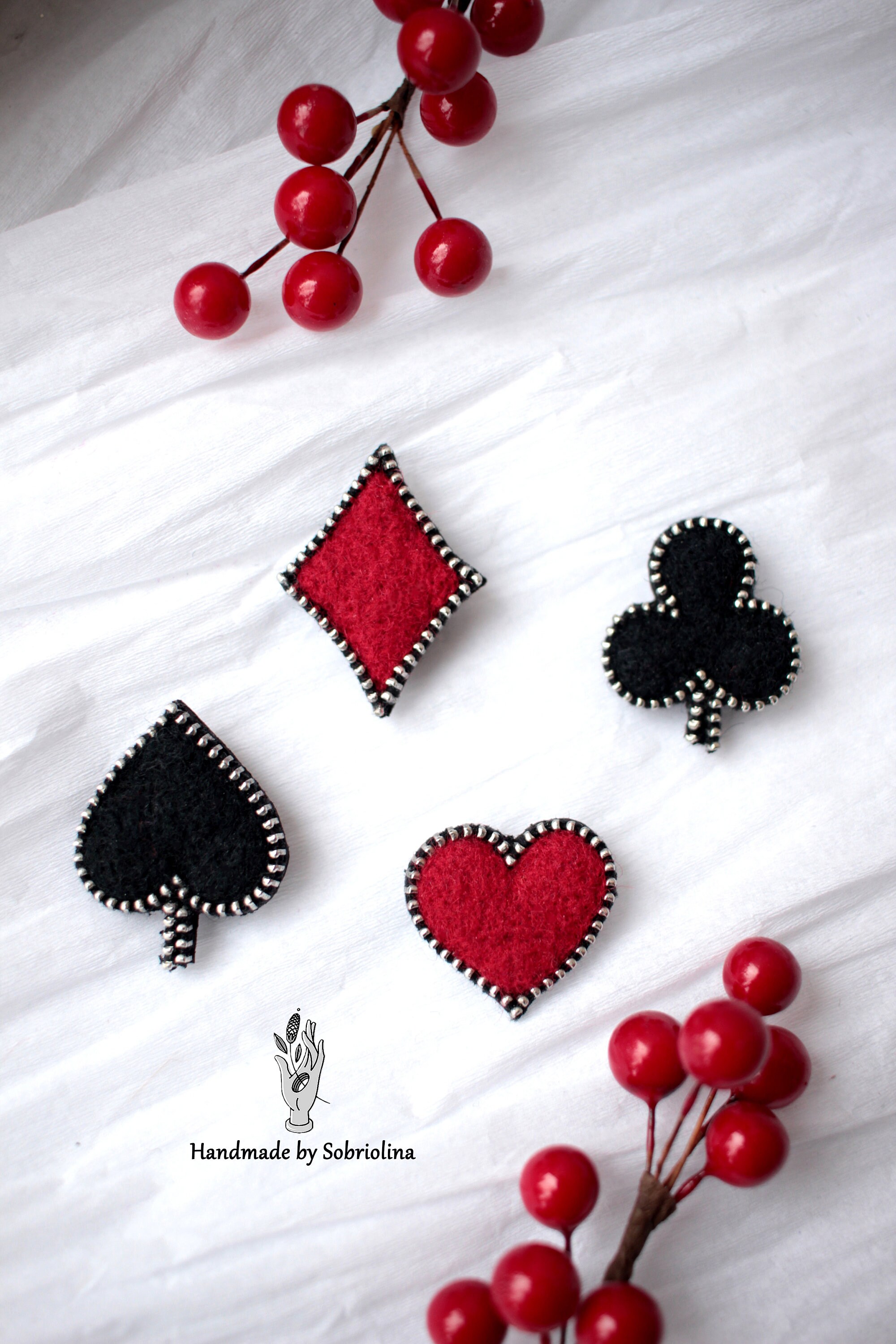 Brooch Playing Cards / Brooch Playing Card Suits / Brooches Set ...