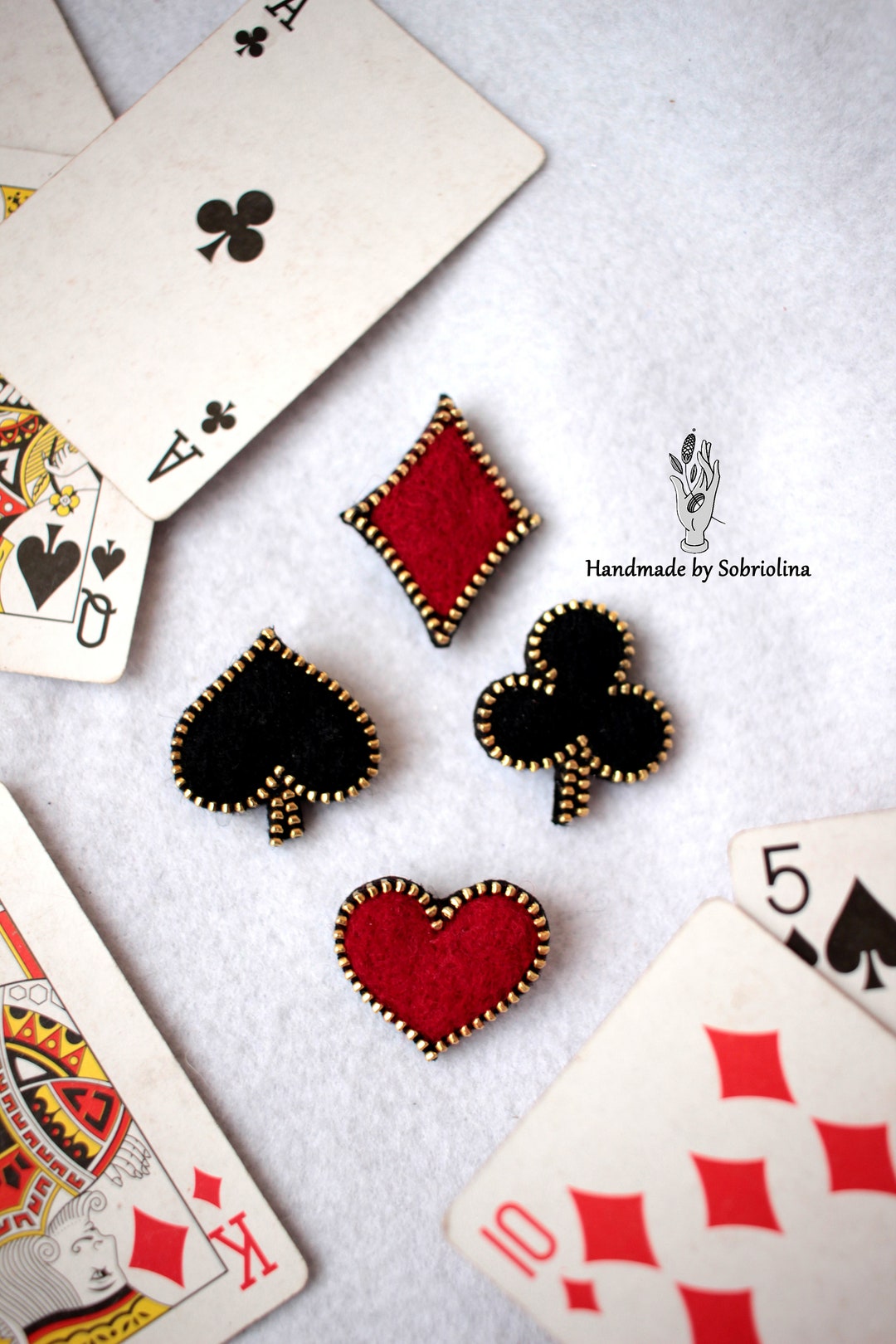 Brooch Playing Cards / Brooch Playing Card Suits / Brooches Set ...