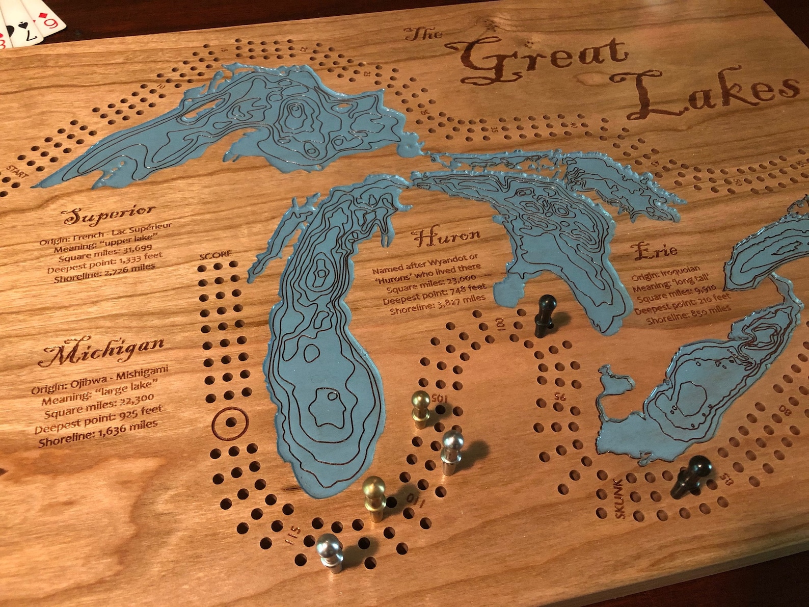 Great Lakes Cribbage Board & Wall Display - Etsy