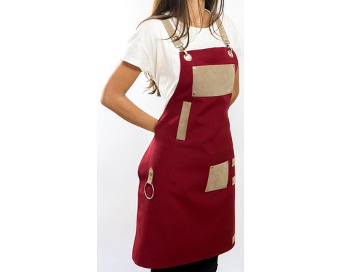 Red Duty Apron-extra Pocket Design-personalized Gift-gift for - Etsy