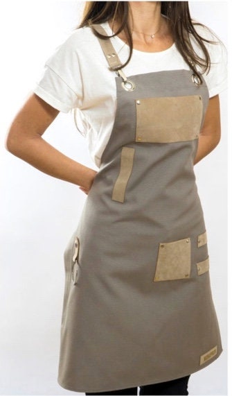 Gray Beige Apron-suede Adjustable Straps and Pockets | Etsy