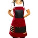 Red Unisex Apron-extra Pocket Design Apron-customized Apron-barista ...