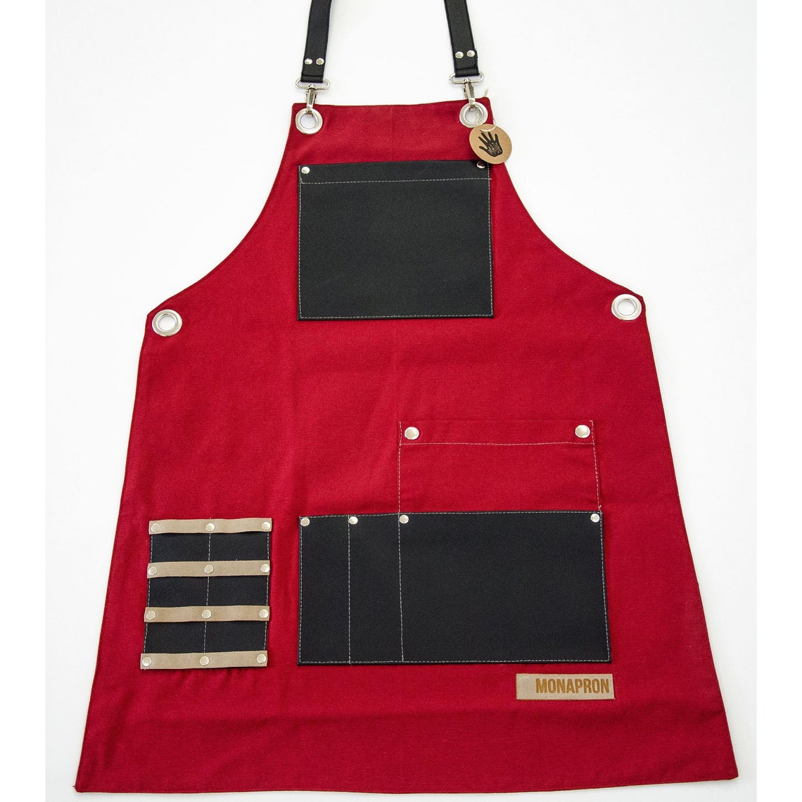 Red Unisex Apron-extra Pocket Design Apron-customized | Etsy