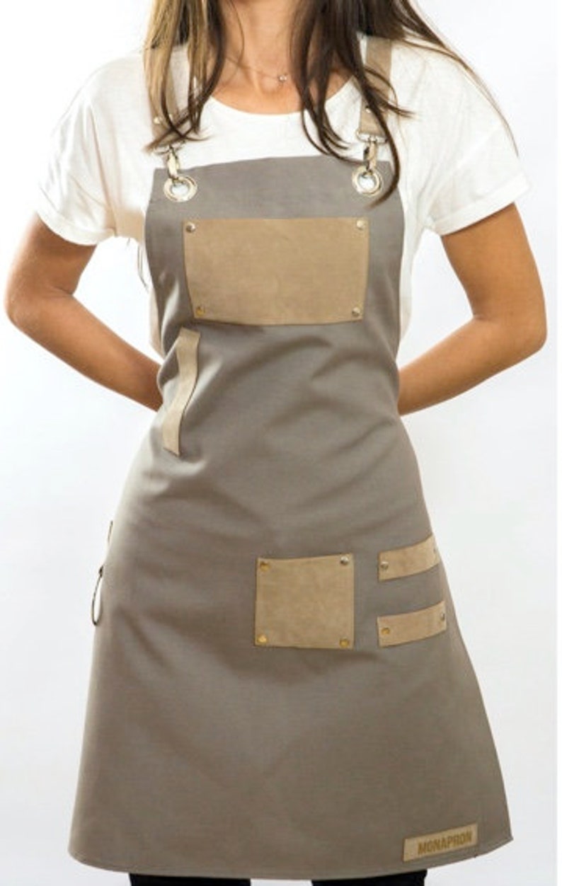 Gray Beige Apron-suede Adjustable Straps and Pockets - Etsy