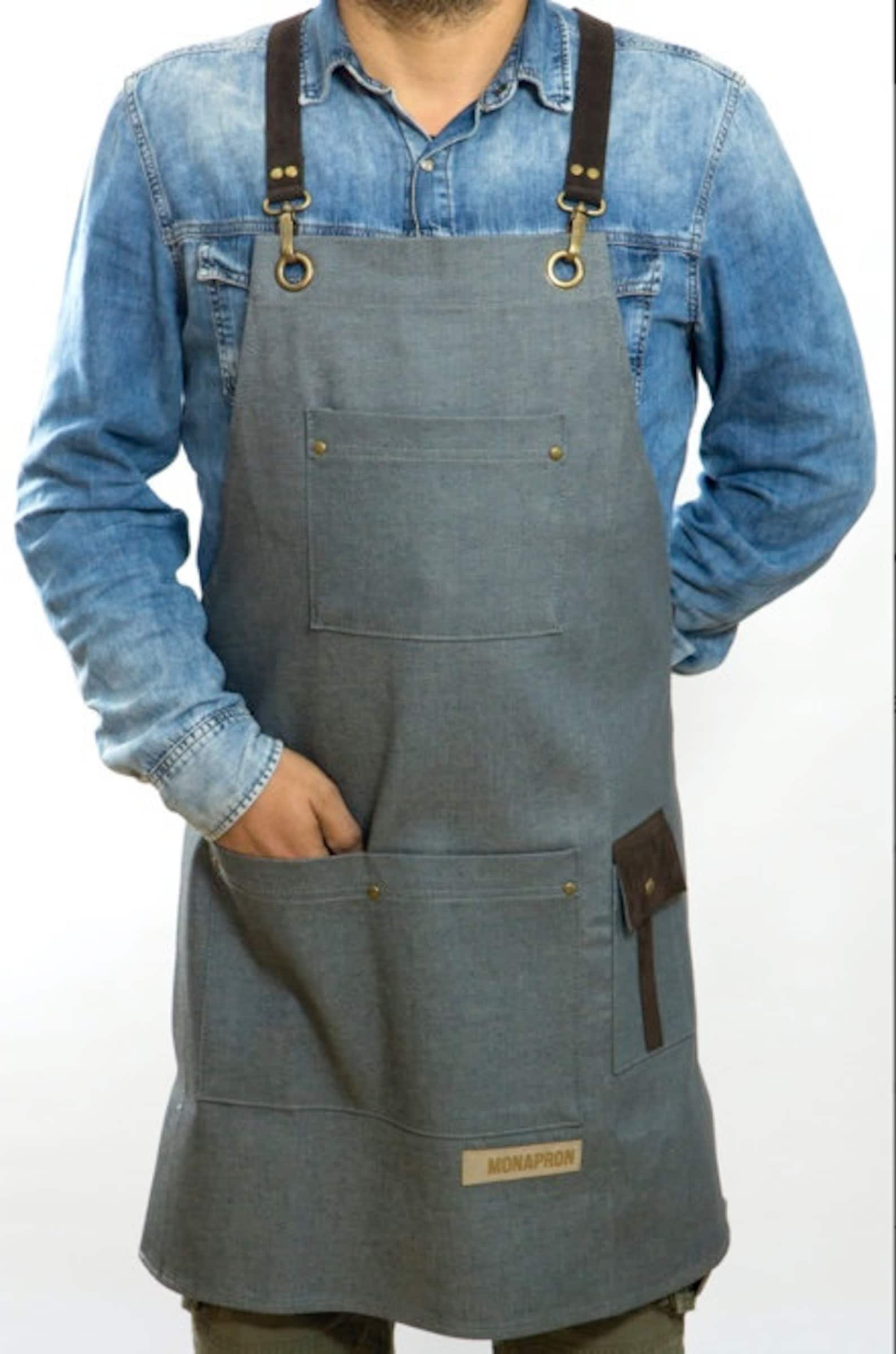 Soft Color Denim Apron-heavy Duty Apron-mothers Day Gift-apron for Men ...