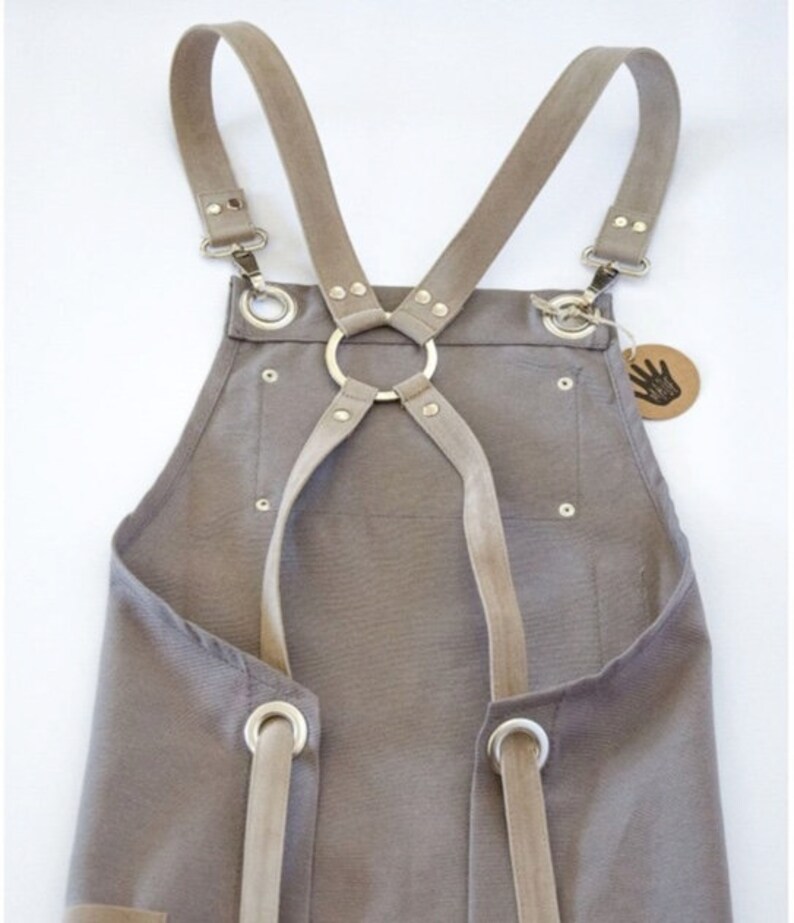 Gray Beige Apron-suede Adjustable Straps and Pockets - Etsy