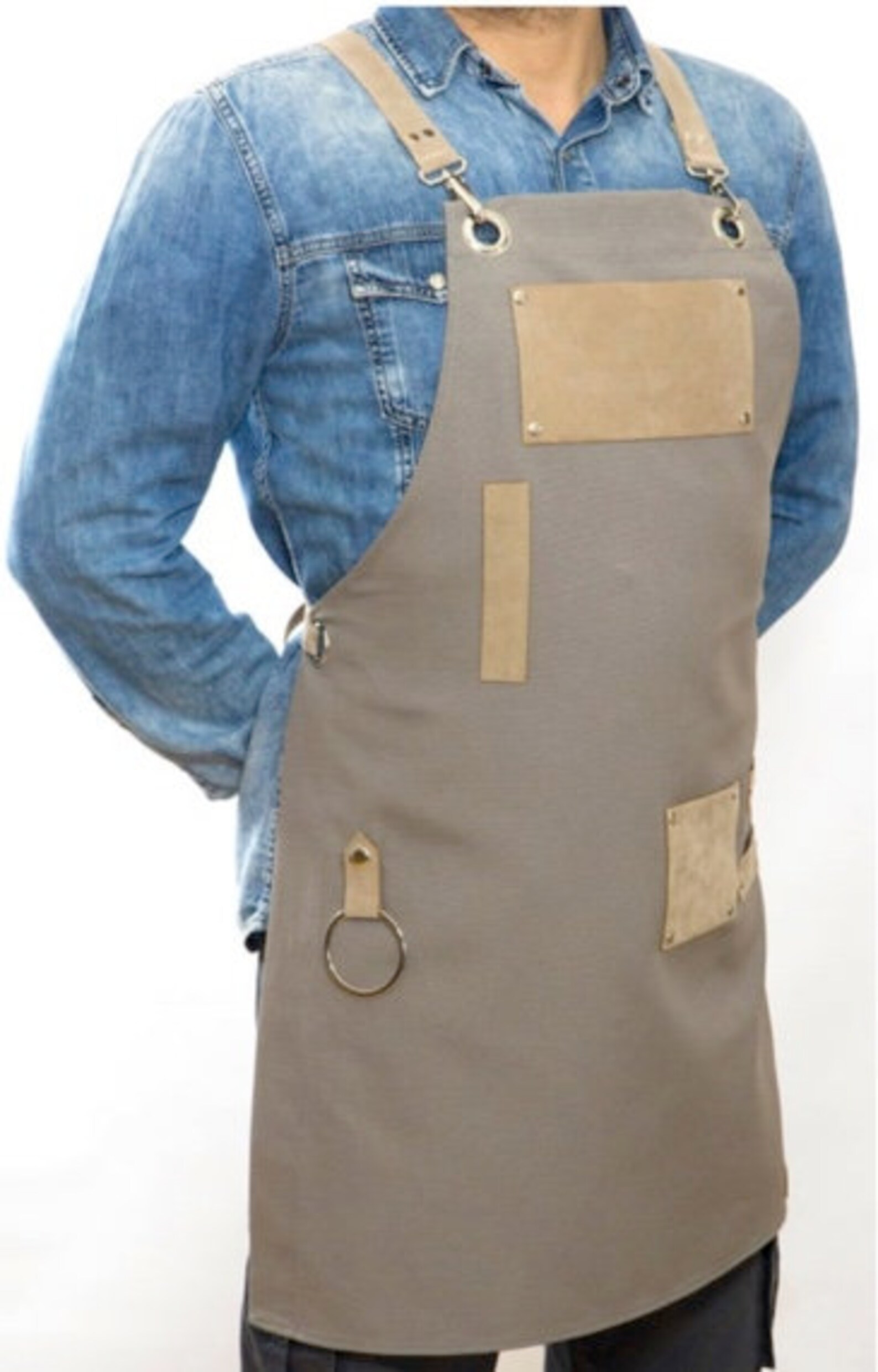 Gray Beige Apron-suede Adjustable Straps and Pockets - Etsy