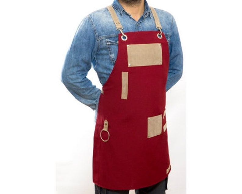 Red Duty Apron-extra Pocket Design-personalized Gift-gift for - Etsy