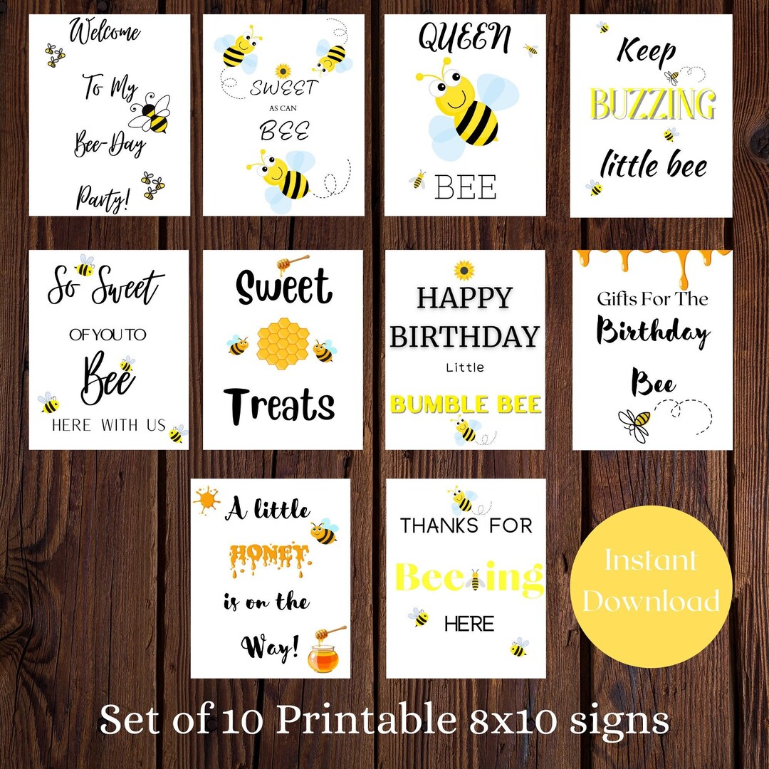 Bumble Bee Birthday Party, Honey Bee Printables, Bumble Bee Theme Party ...