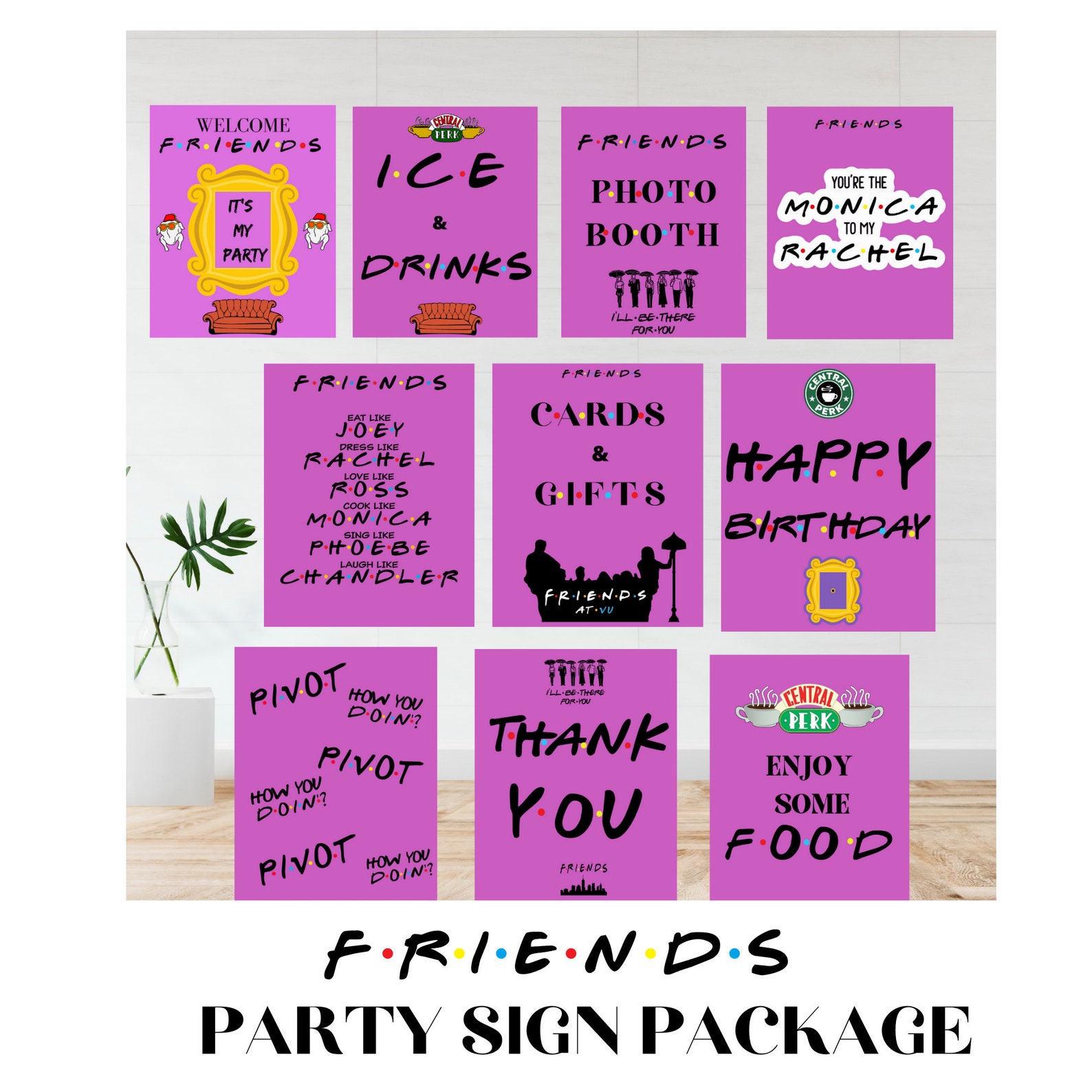 Friends Printable Party Signs, Friends TV Show, Friends Birthday Theme ...