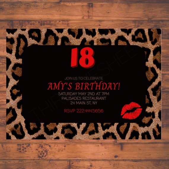 Red And Black Cheetah Print Invitation Template Red Animal Print