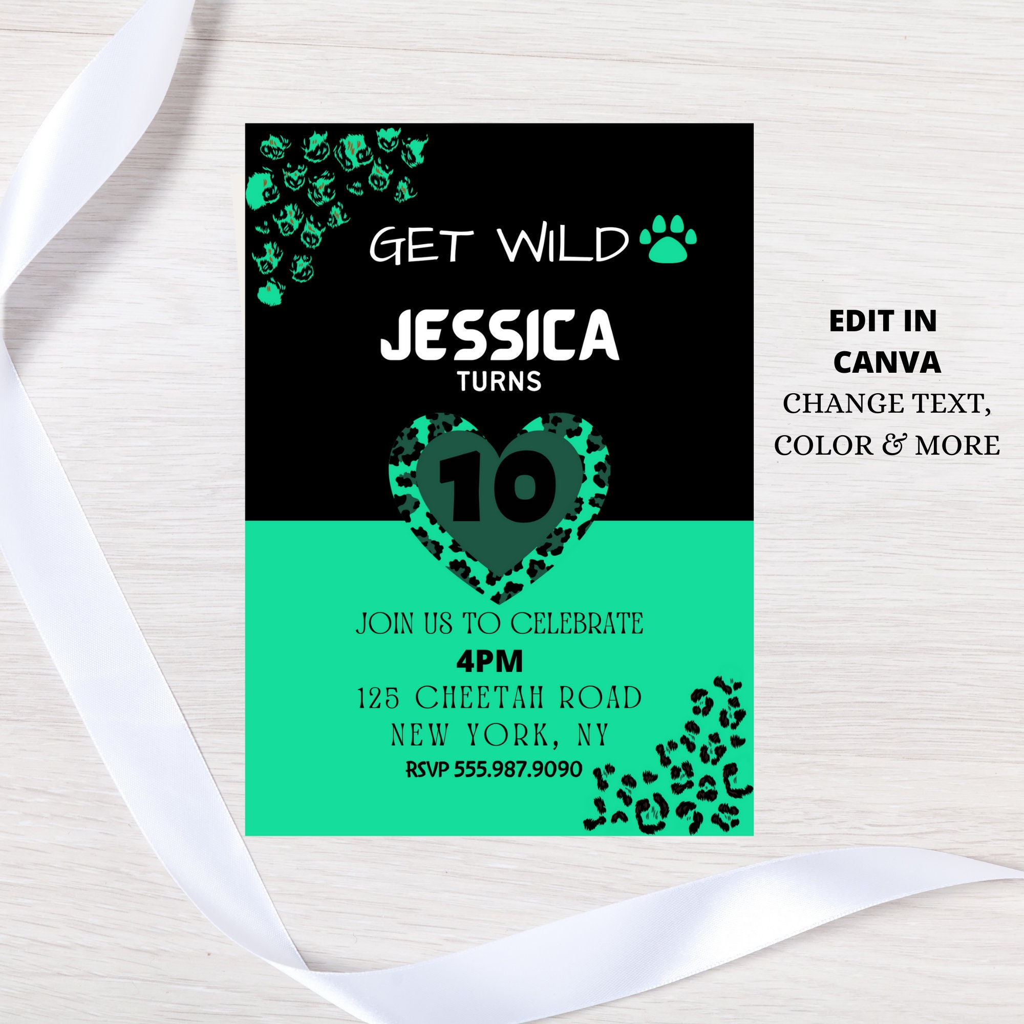 Editable Cheetah Birthday Party, Cheetah Birthday Theme, Cheetah ...