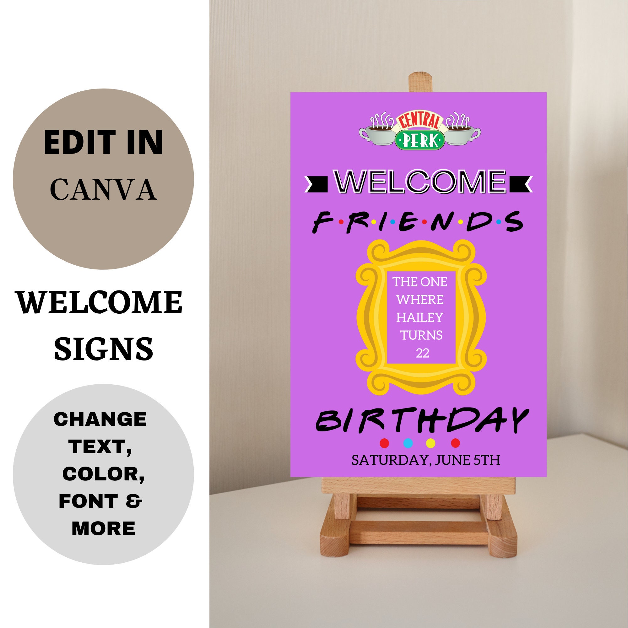 Friends Welcome Signs, Editable Friends Birthday Welcome Signs, Friends ...