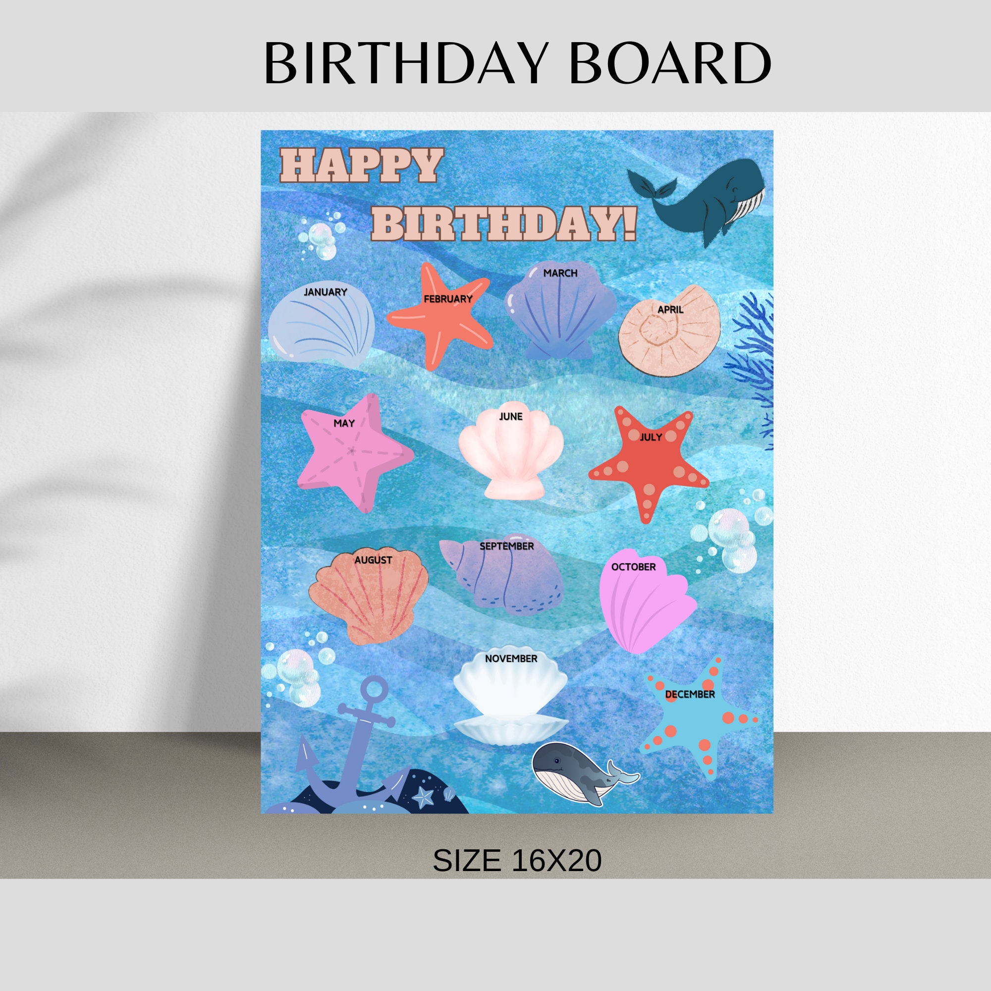 Classroom Birthday Board, Classroom Decor, Sea Animals, Sea Shell ...