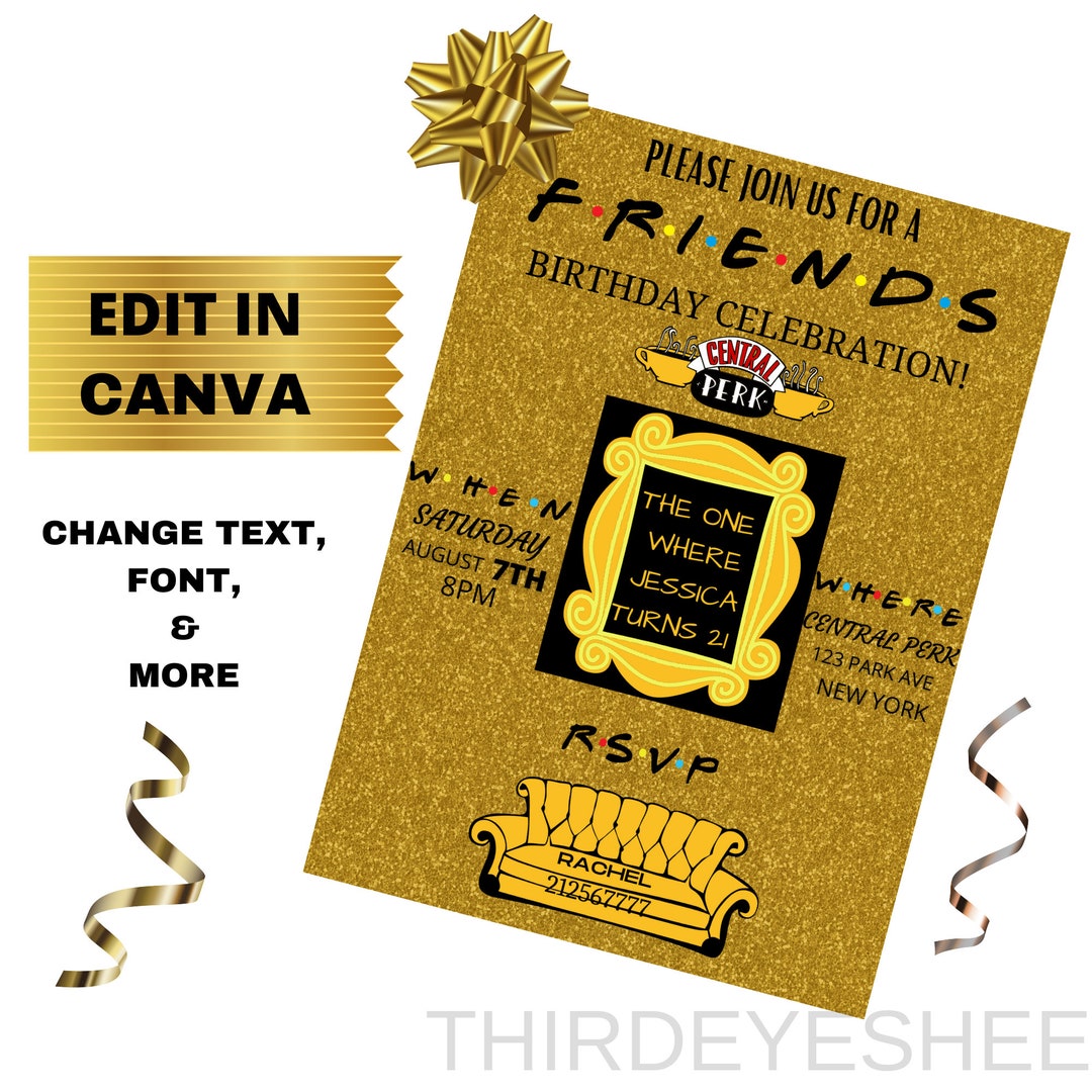 FRIENDS Invitation, Friends TV Show, Friends Birthday Invitation ...