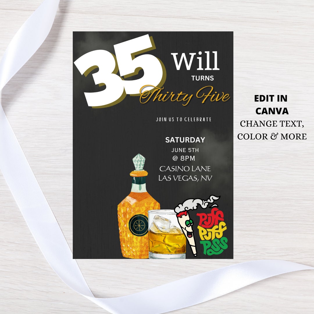 Adult Birthday Invitation, Weed Birthday Invitation, Adult Birthday ...