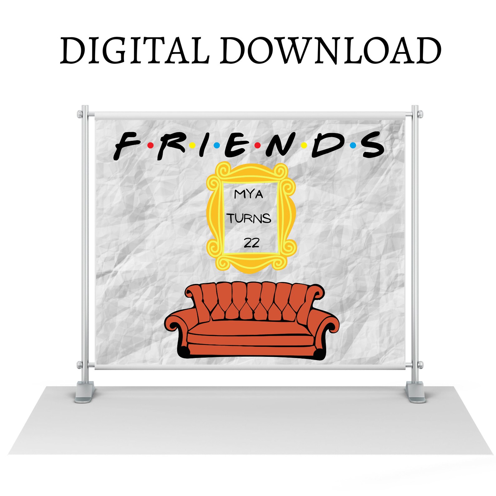 Editable Friends Backdrop, Personalized Friends Theme Party, Instant ...