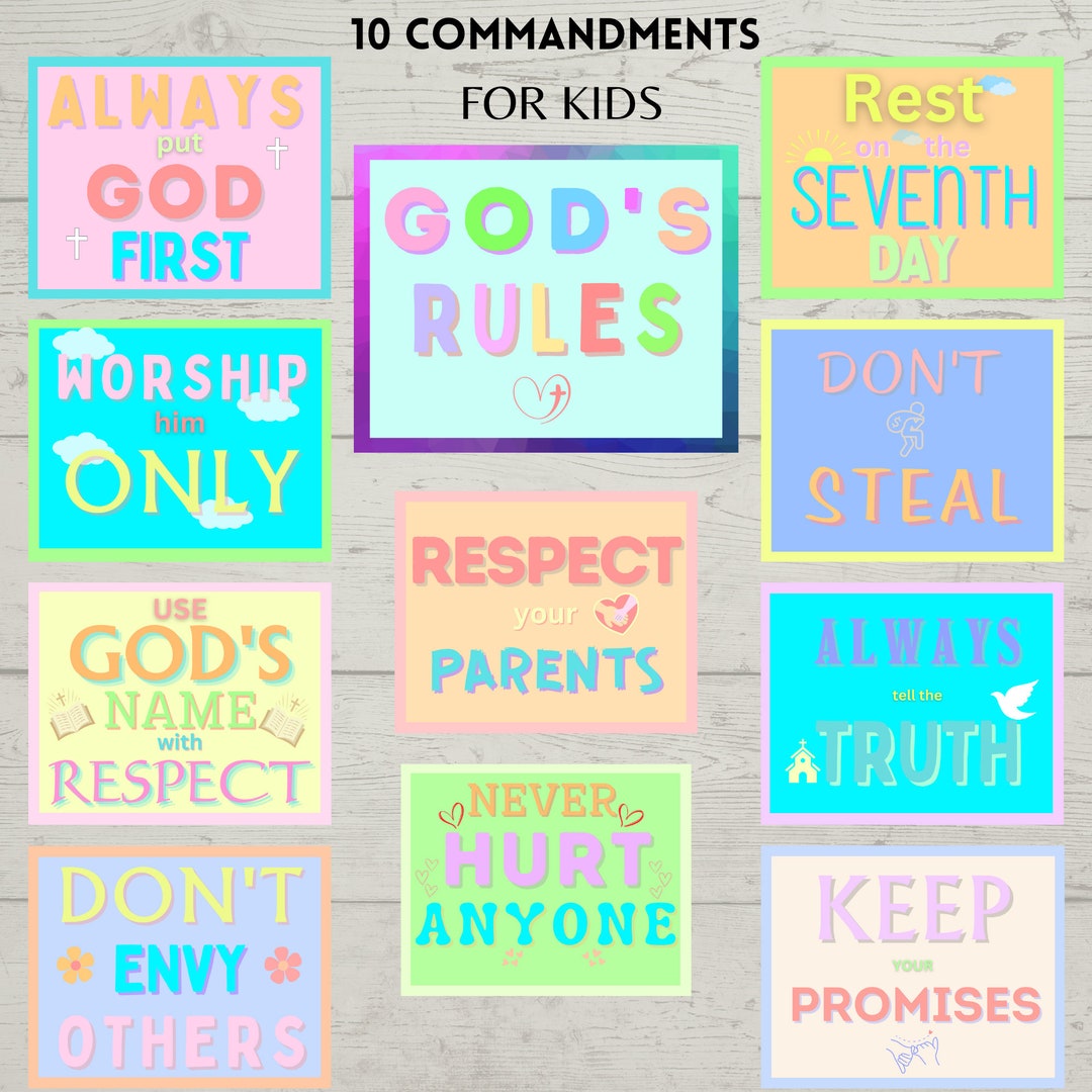 10 Commandments for Kids, Christian Bulletin Board, Sunday School Decor ...