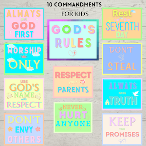 10 Commandments for Kids, Christian Bulletin Board, Sunday School Decor ...