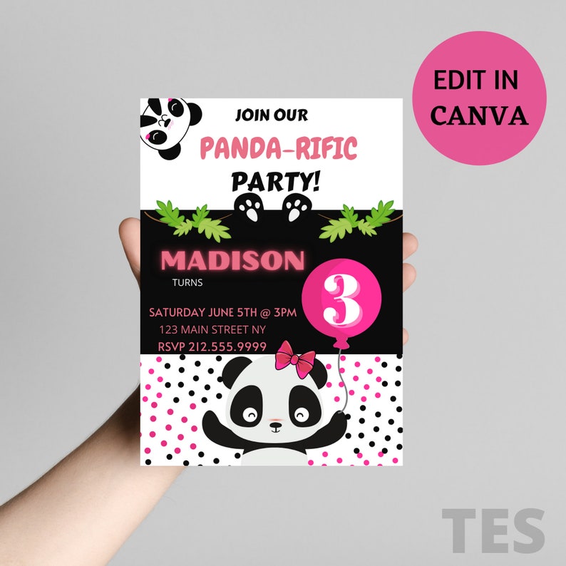 Panda Invitation, Party Party, Panda Birthday, Panda Theme Party, Kids ...