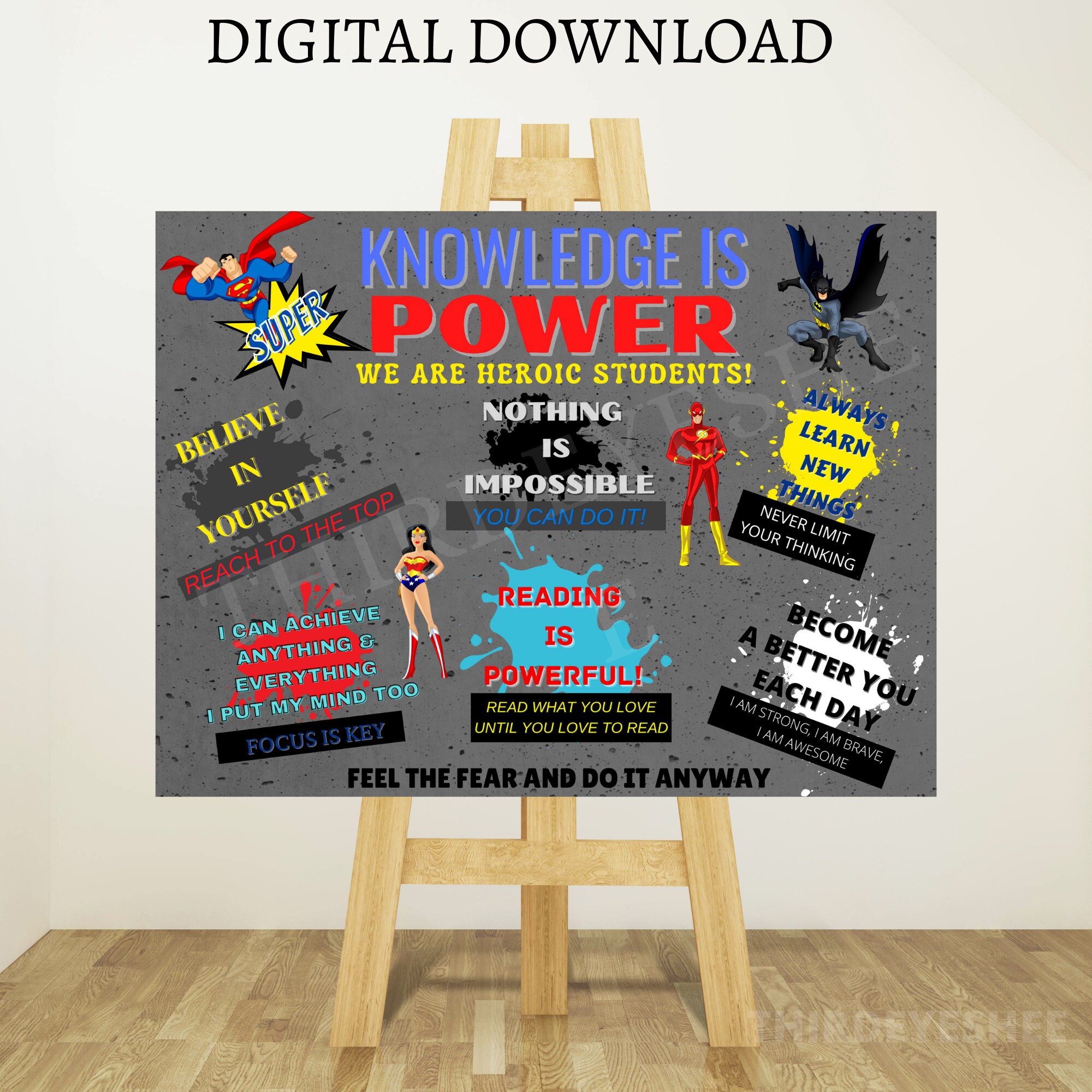 Superhero Classroom Bulletin, Superhero Inspiration Bulletin, Knowledge ...