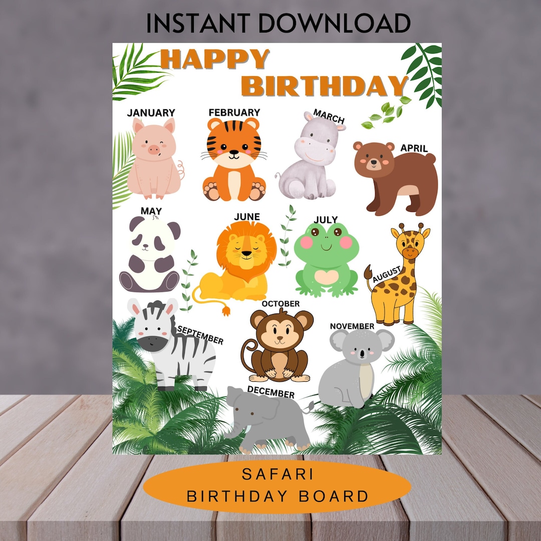 Classroom Birthday Board, Safari Birthday Board, Classroom Decor ...