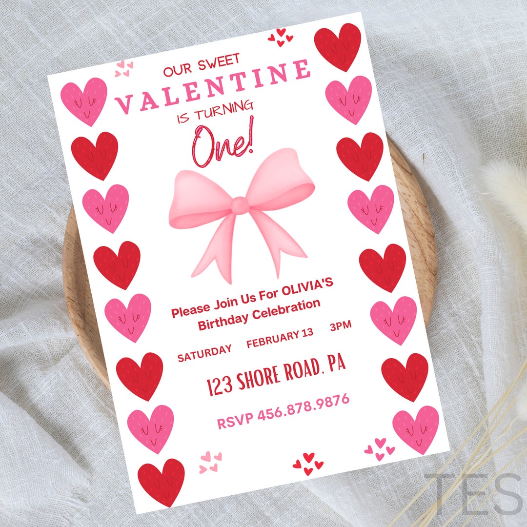 Editable Valentine Birthday Invitation, Valentine Party, Birthday ...