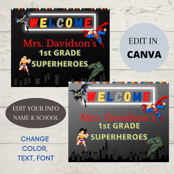 Editable Classroom Superhero Welcome Poster Superhero | Etsy