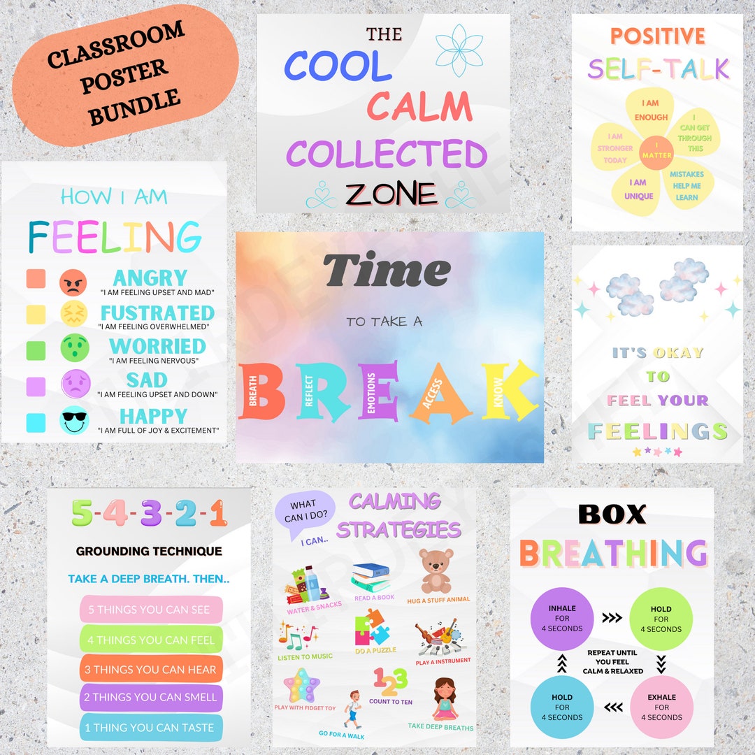 Calming Corner Posters, Classroom Bulletin Board, Kids Classroom Decor ...