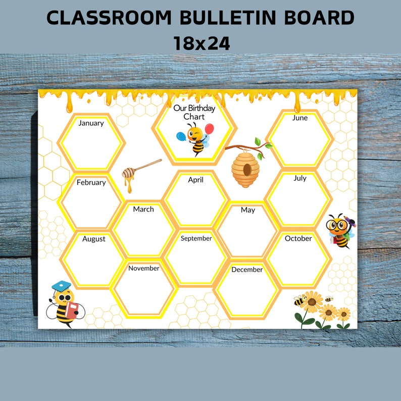 Classroom Bee Birthday Chart, Bulletin Board, Classroom Decor, Bumble ...