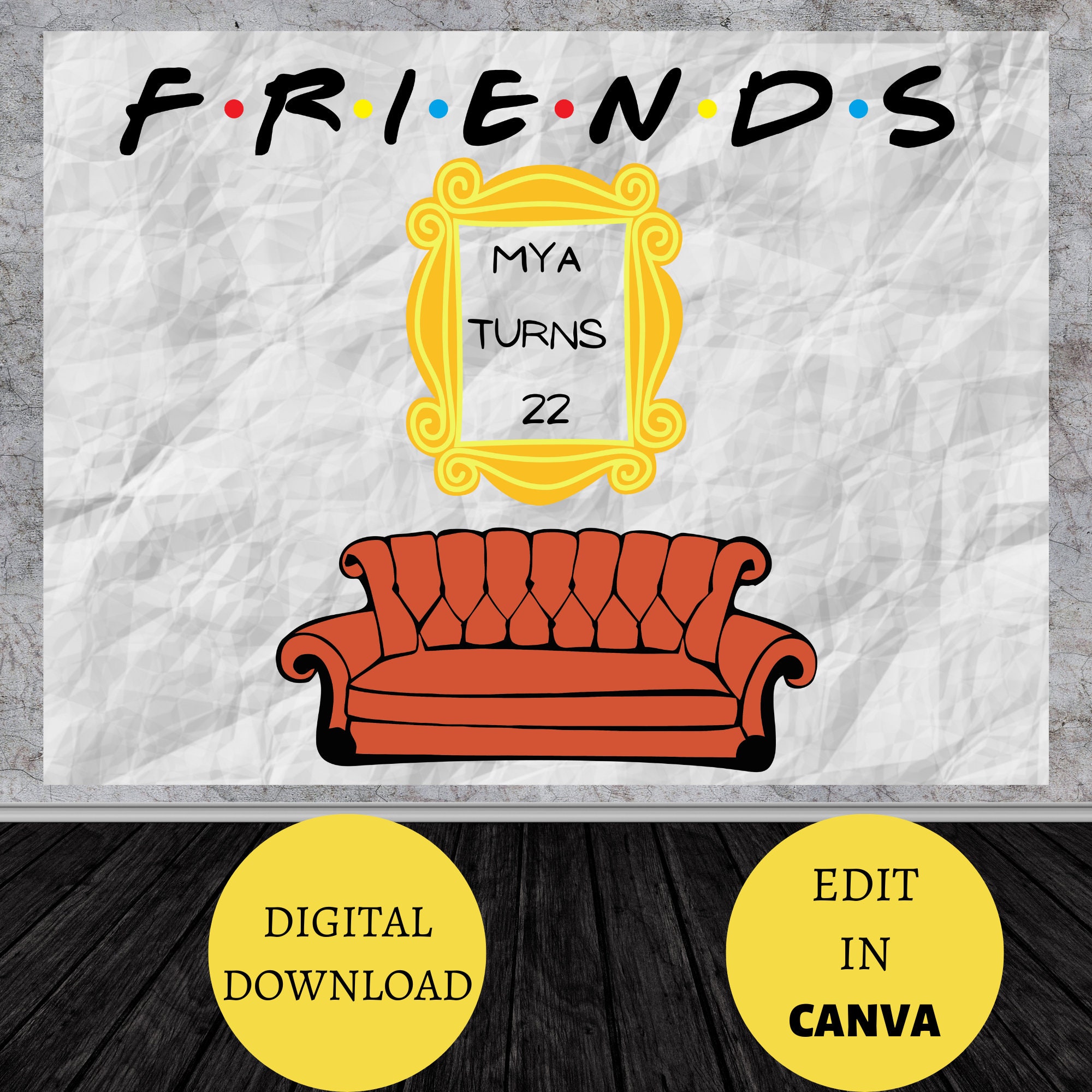 Editable Friends Backdrop, Personalized Friends Theme Party, Instant ...