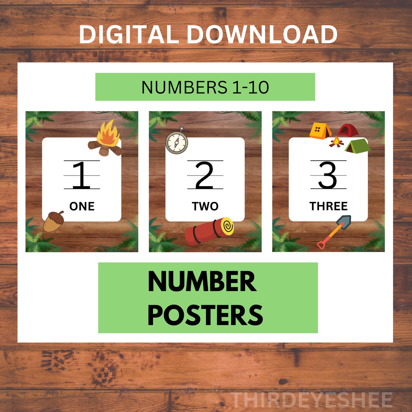 Camp Themed Classroom Bundle, Alphabet Posters, Numbers Posters, Shapes ...