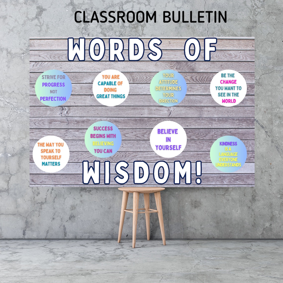 Words of Wisdom Bulletin Board, Classroom Decor, Growth Mindset ...