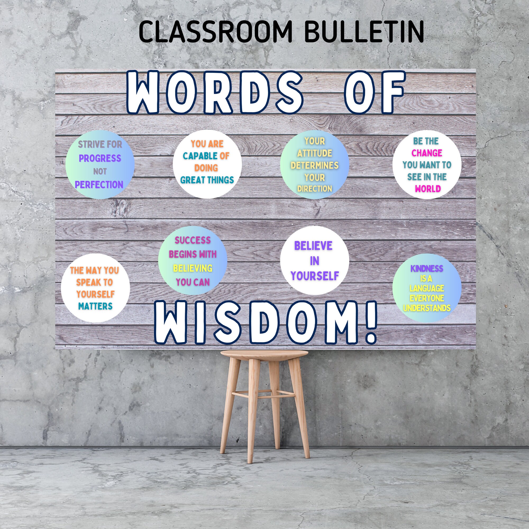 Words of Wisdom Bulletin Board, Classroom Decor, Growth Mindset ...