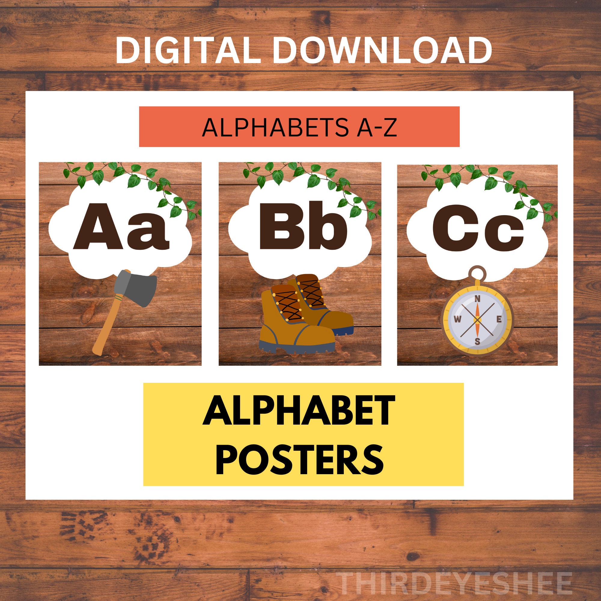 Camp Themed Classroom Bundle, Alphabet Posters, Numbers Posters, Shapes ...