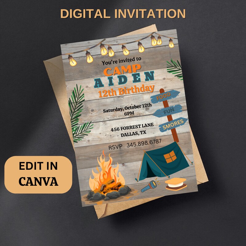 Camping Party Invitation - Etsy