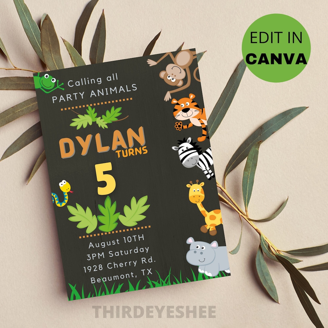 Safari Birthday Invitation, Safari Animals, Safari Birthday Invite ...