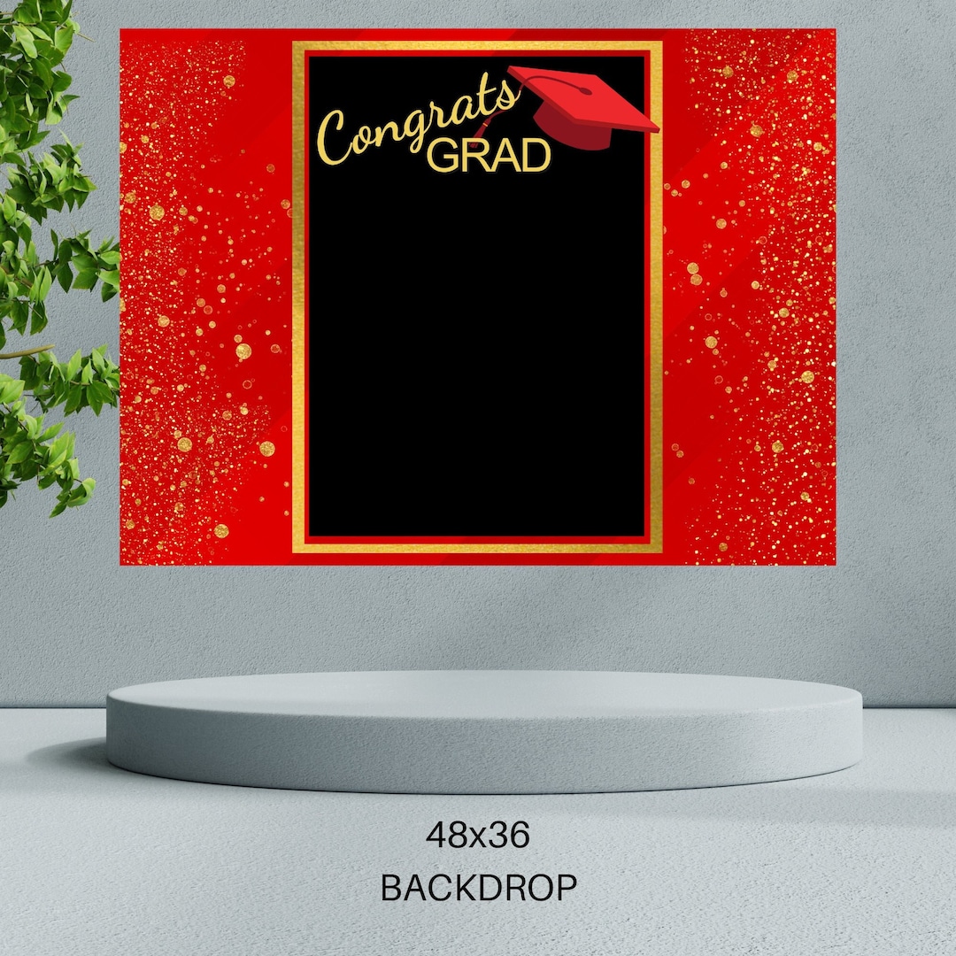 Graduation Backdrop, Red and Gold Backdrop, Digital Template ...