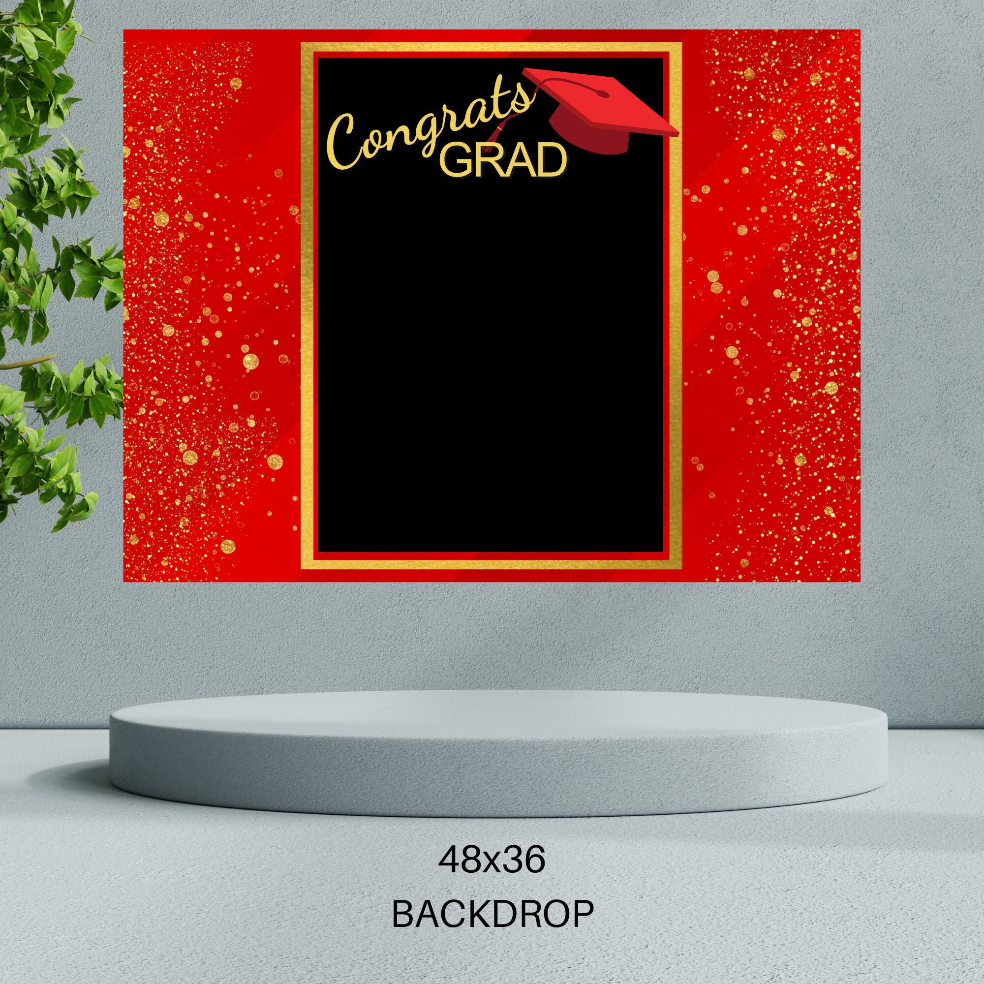 Graduation Backdrop, Red and Gold Backdrop, Digital Template ...