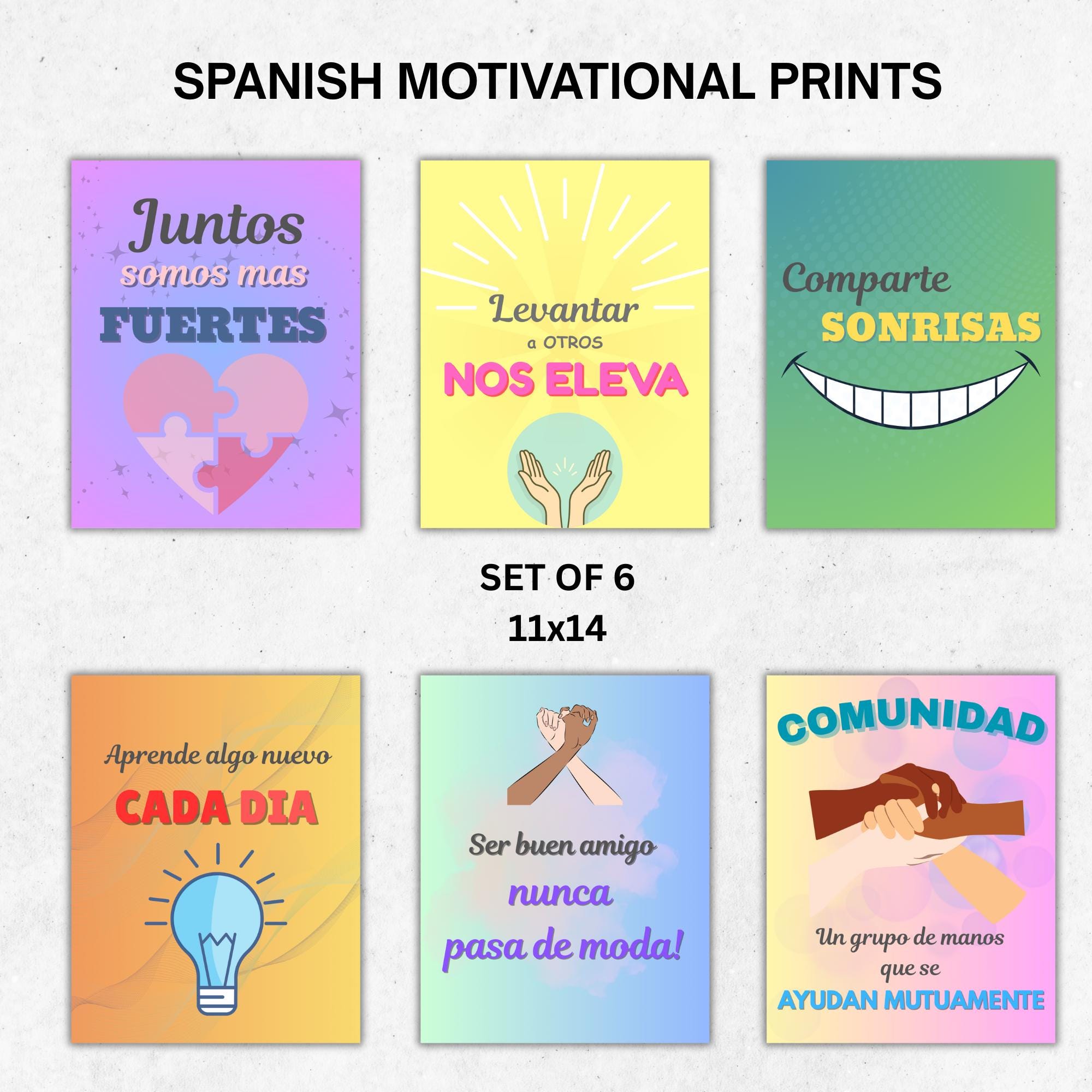 Set of 6 Spanish Motivational Posters, Inspirational Classroom Wall Art ...