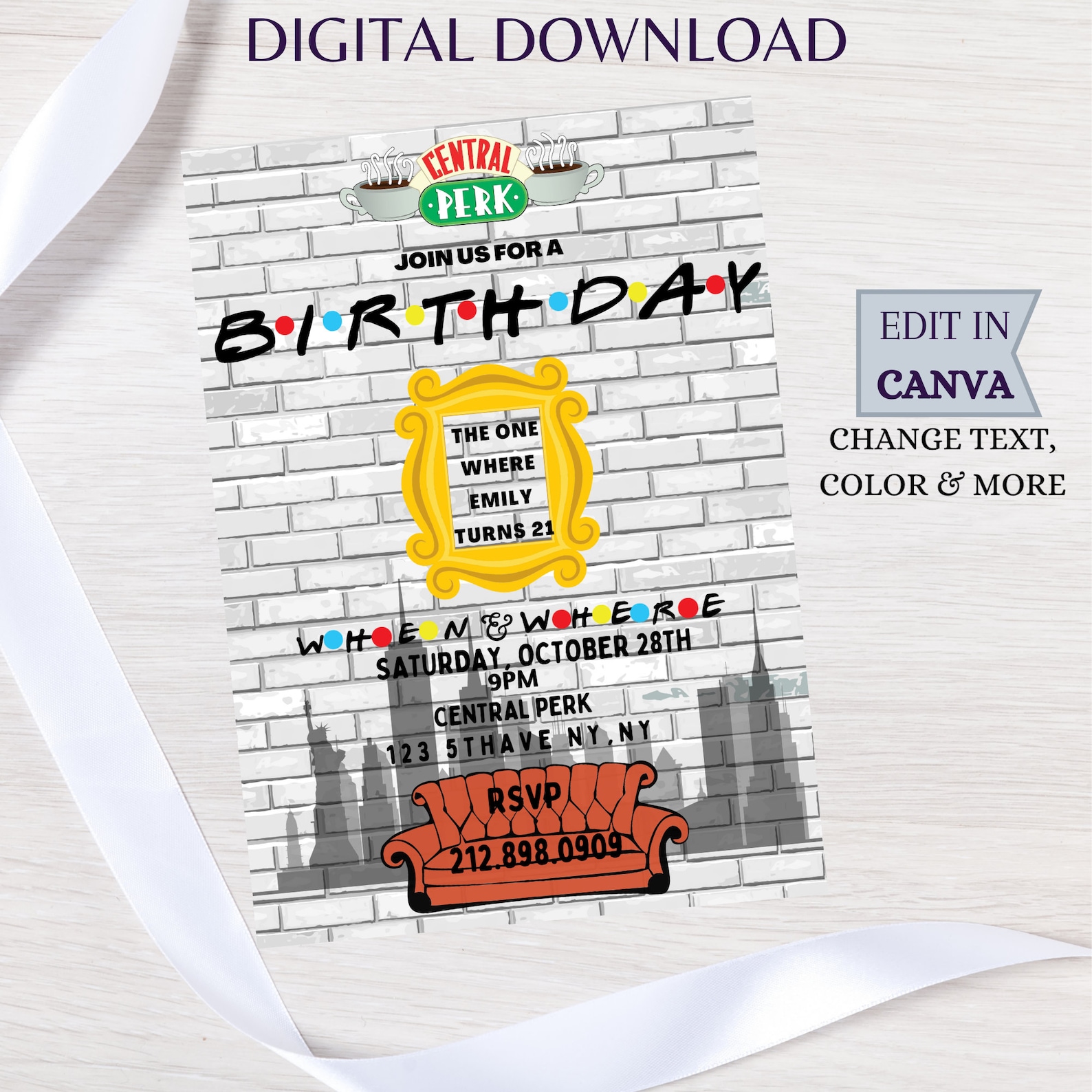 Editable Friends Invitation, Friends Show, Birthday Party, Friends ...