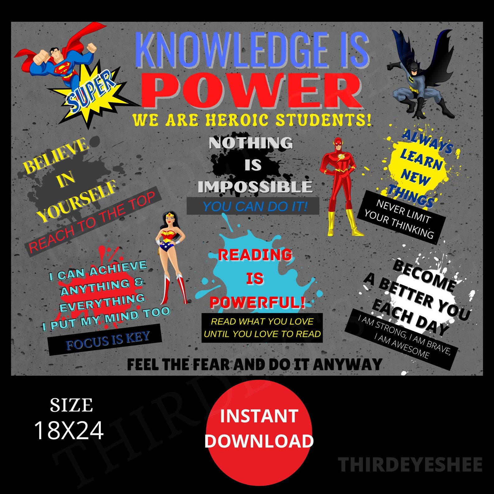 Superhero Classroom Bulletin, Superhero Inspiration Bulletin, Knowledge ...