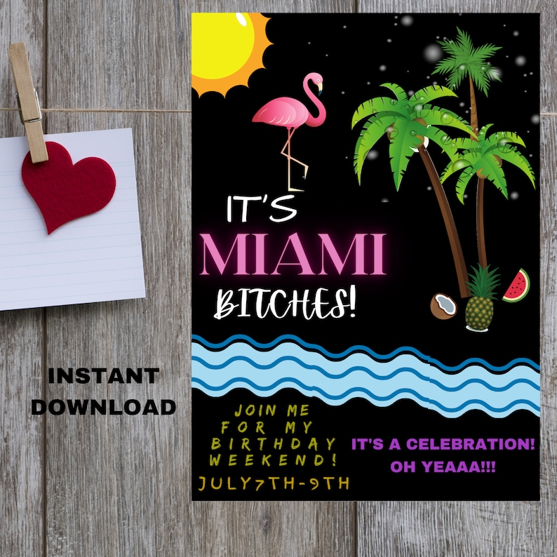 Miami Birthday Invitation, Birthday Invitation, Girls Trip,editable ...