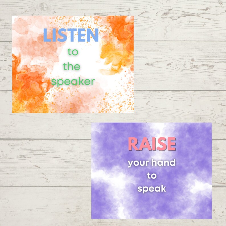 Editable Watercolor Classroom Rules Posters | Calm Classroom Decor ...